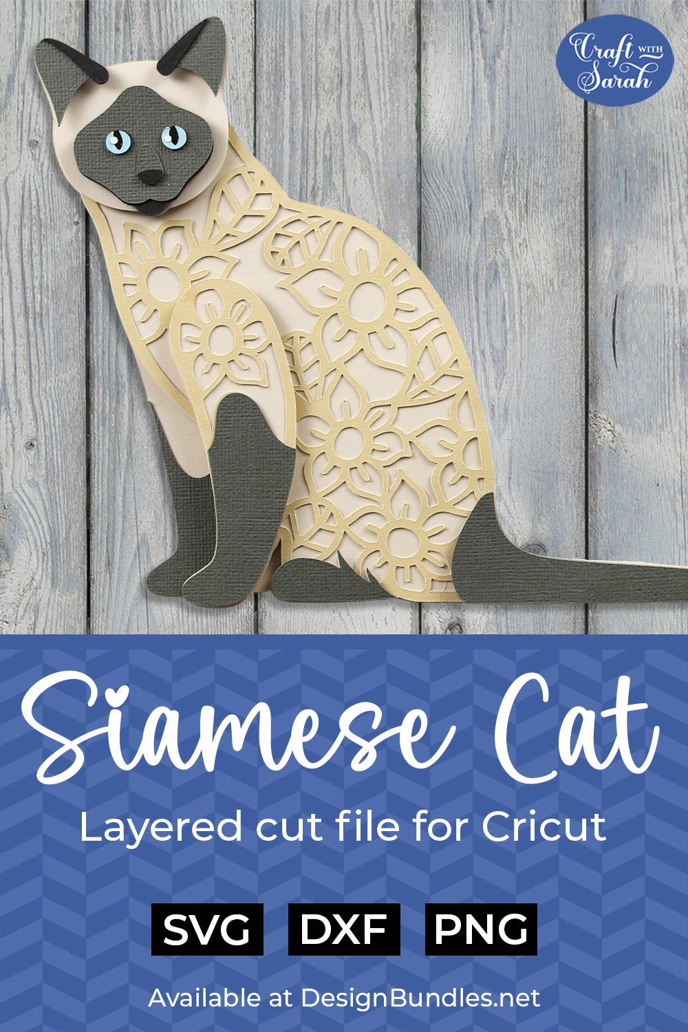 Siamese Cat SVG | 3D Layered Siamese Cat SVG