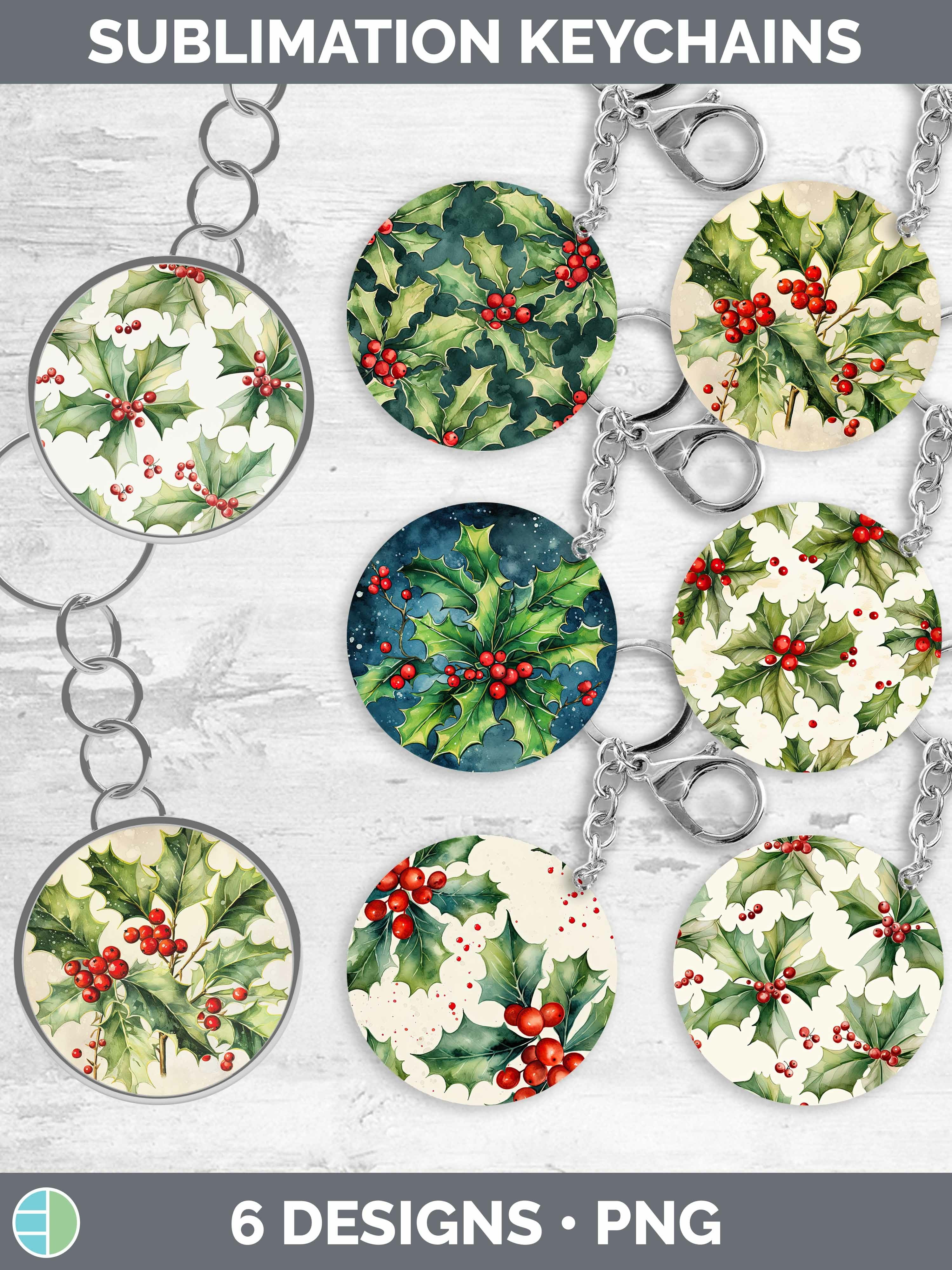 Christmas Holly Keychain | Bundle Keyring Designs