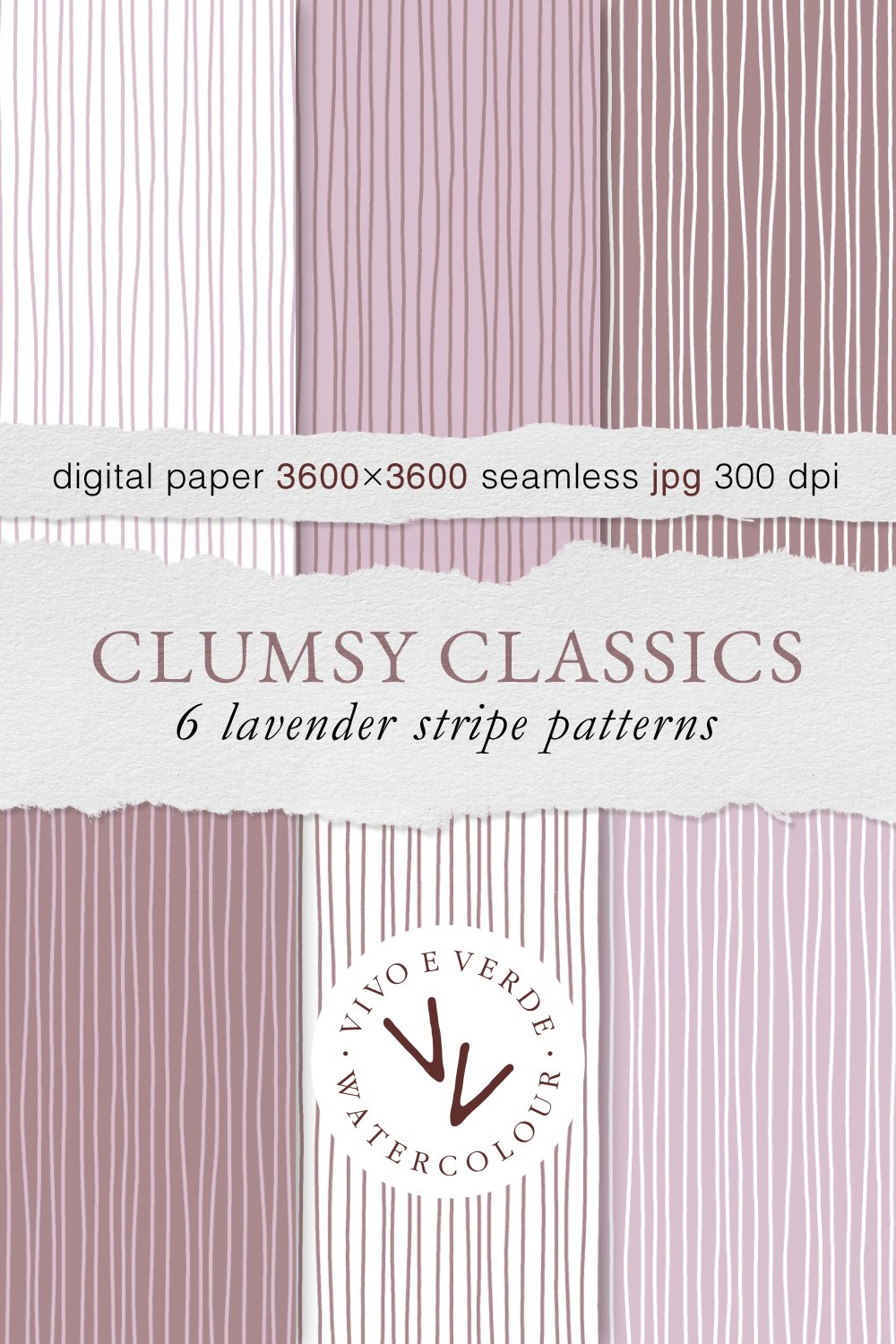 6 lavender striped seamless patterns