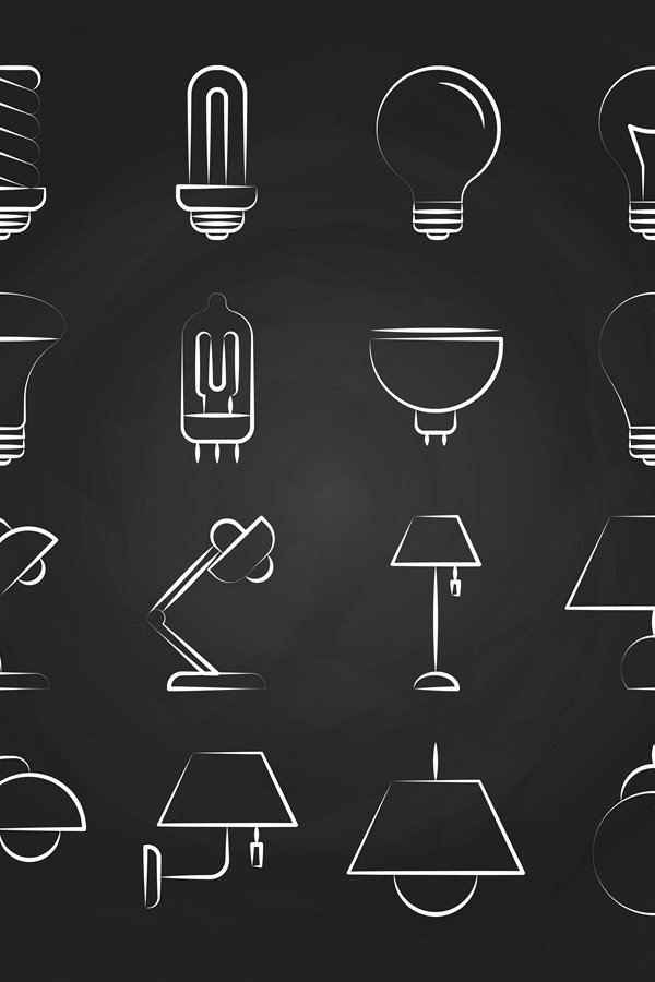 Hand drawn lamp icons collection