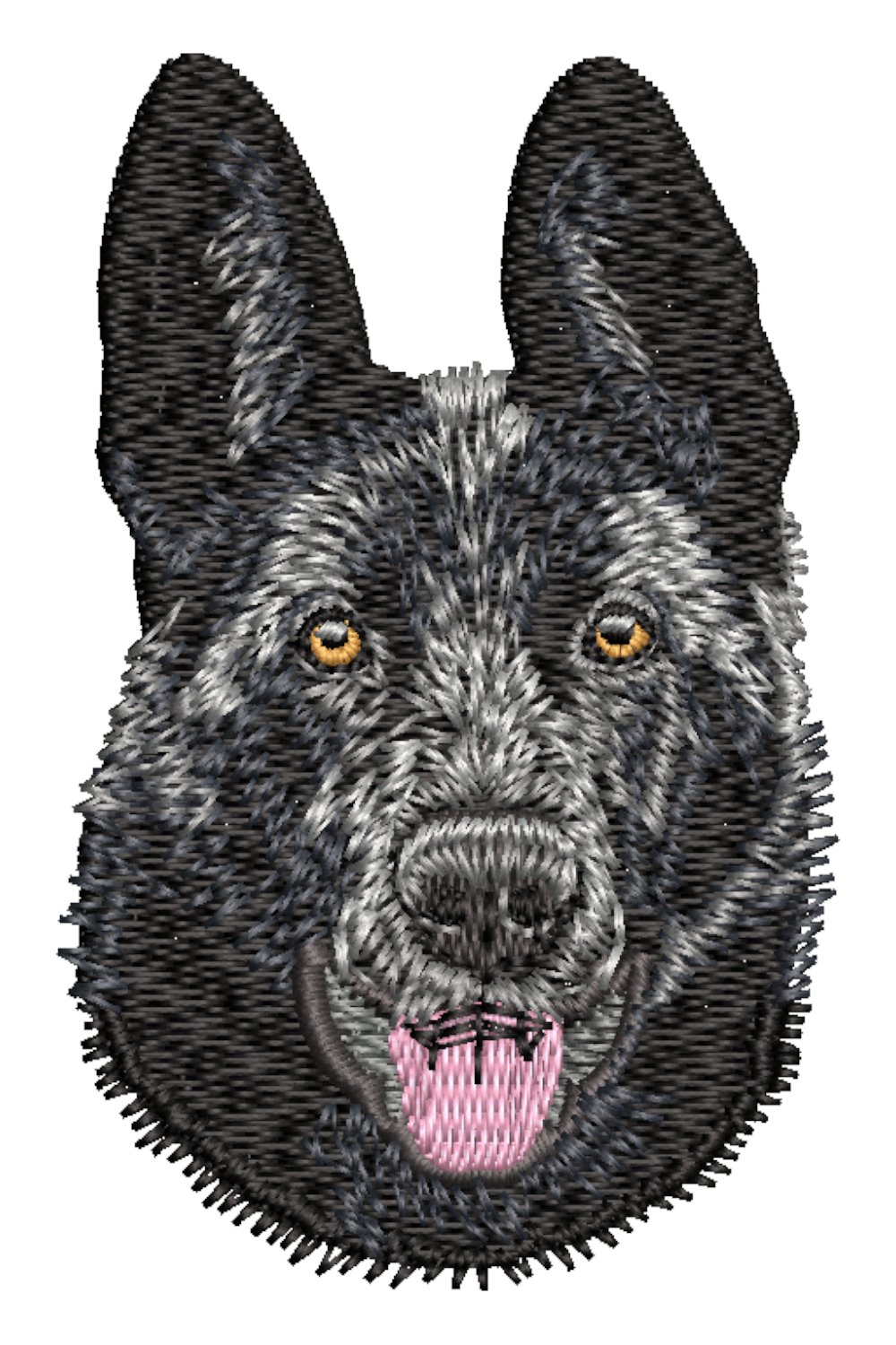 Realistic Black German Shepherd Embroidery Design