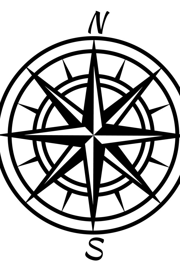 Vintage compass. Retro nautical marine mapping symbol for tr