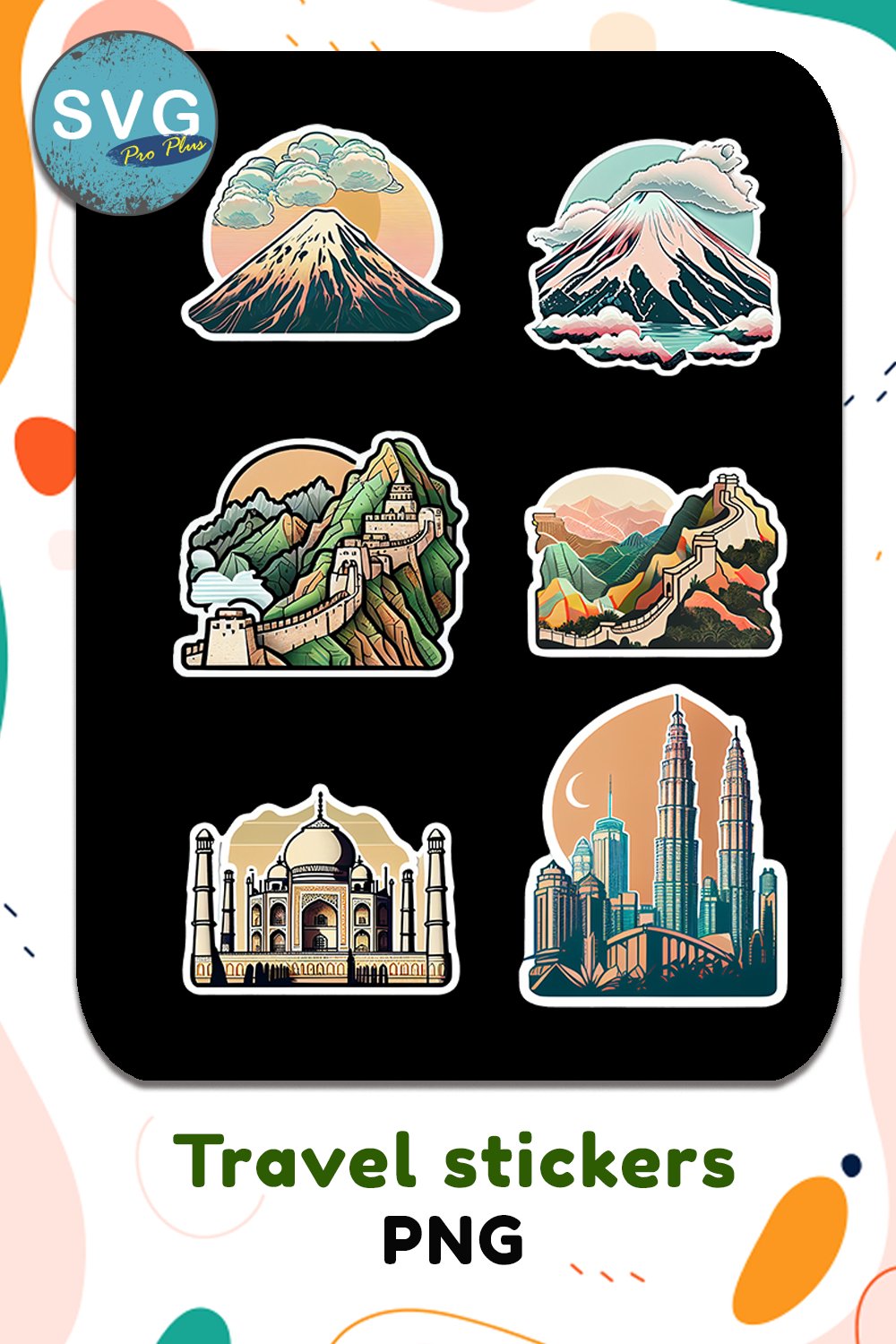 ASIA , The most beautiful landmarks stickers PNG
