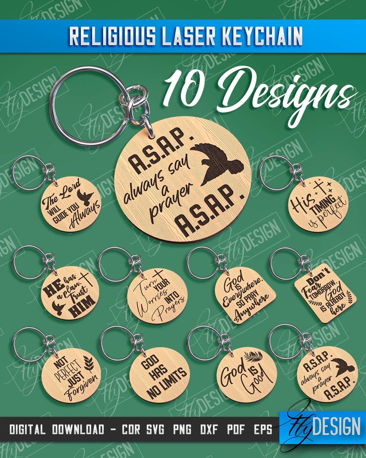 Religious Keychain Laser Cut Bundle | Christian Phrases SVG