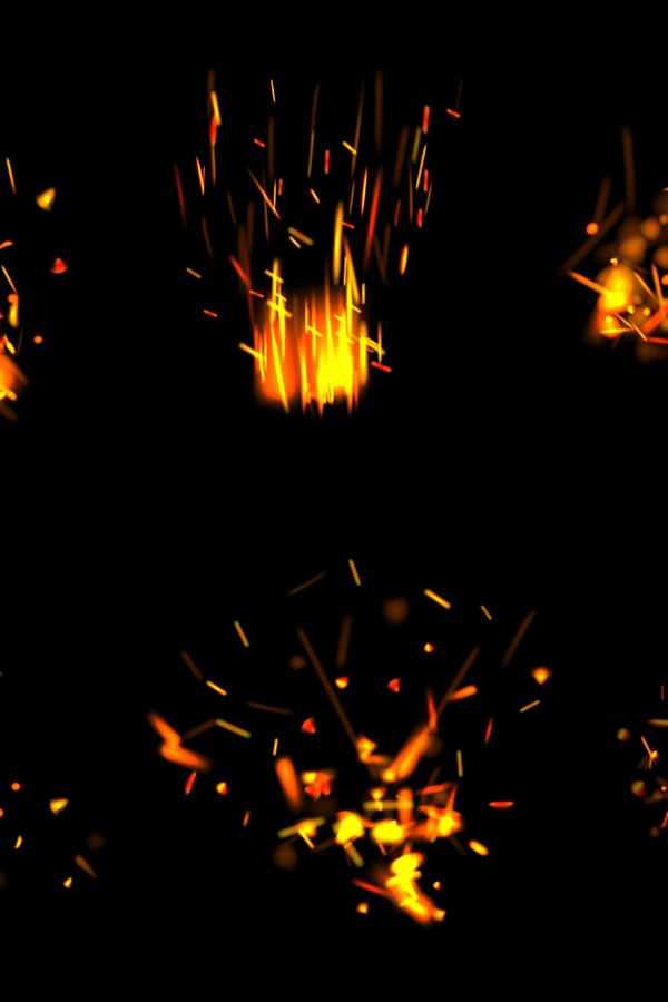 Fire particles. Glowing effects with little flame parts burn