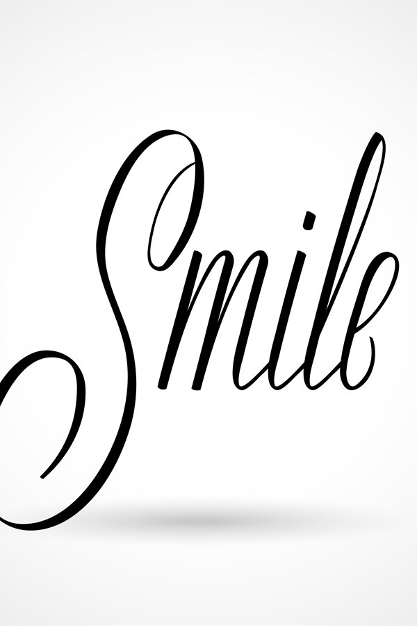 Smile vector inscription. Hand drawn calligraphy phrase. Hap