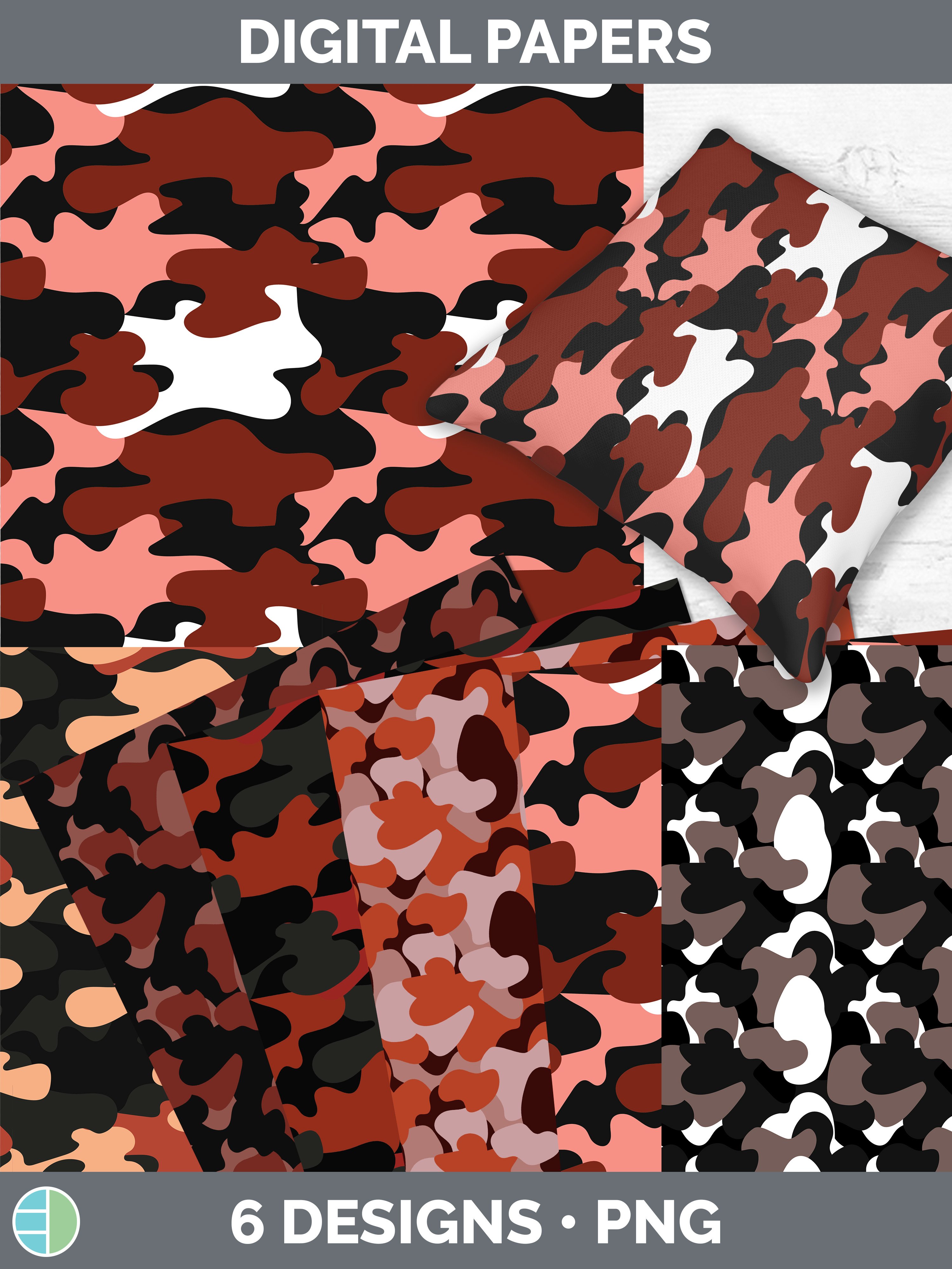 Red Camo Backgrounds | Digital Scrapbook Papers