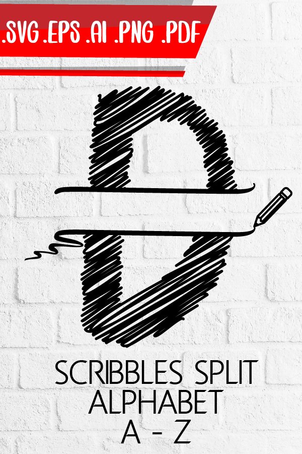 Scribbles Split Alphabet A-Z - Svg eps ai png pdf