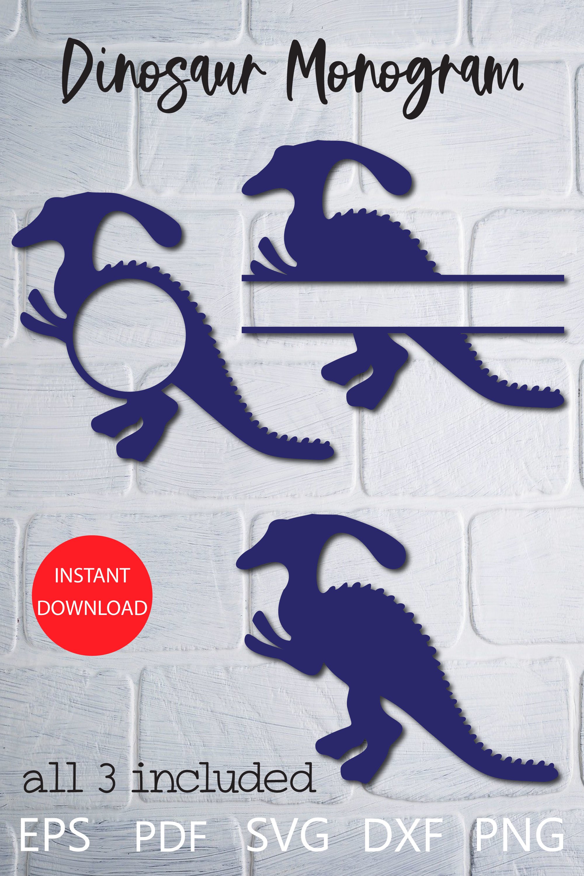 Dinosaur Monogram SVG Cut File for Cricut (826220)