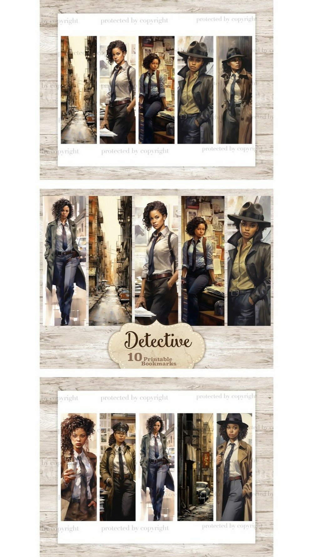 Black Woman Detective Printable | Bookmark Paper