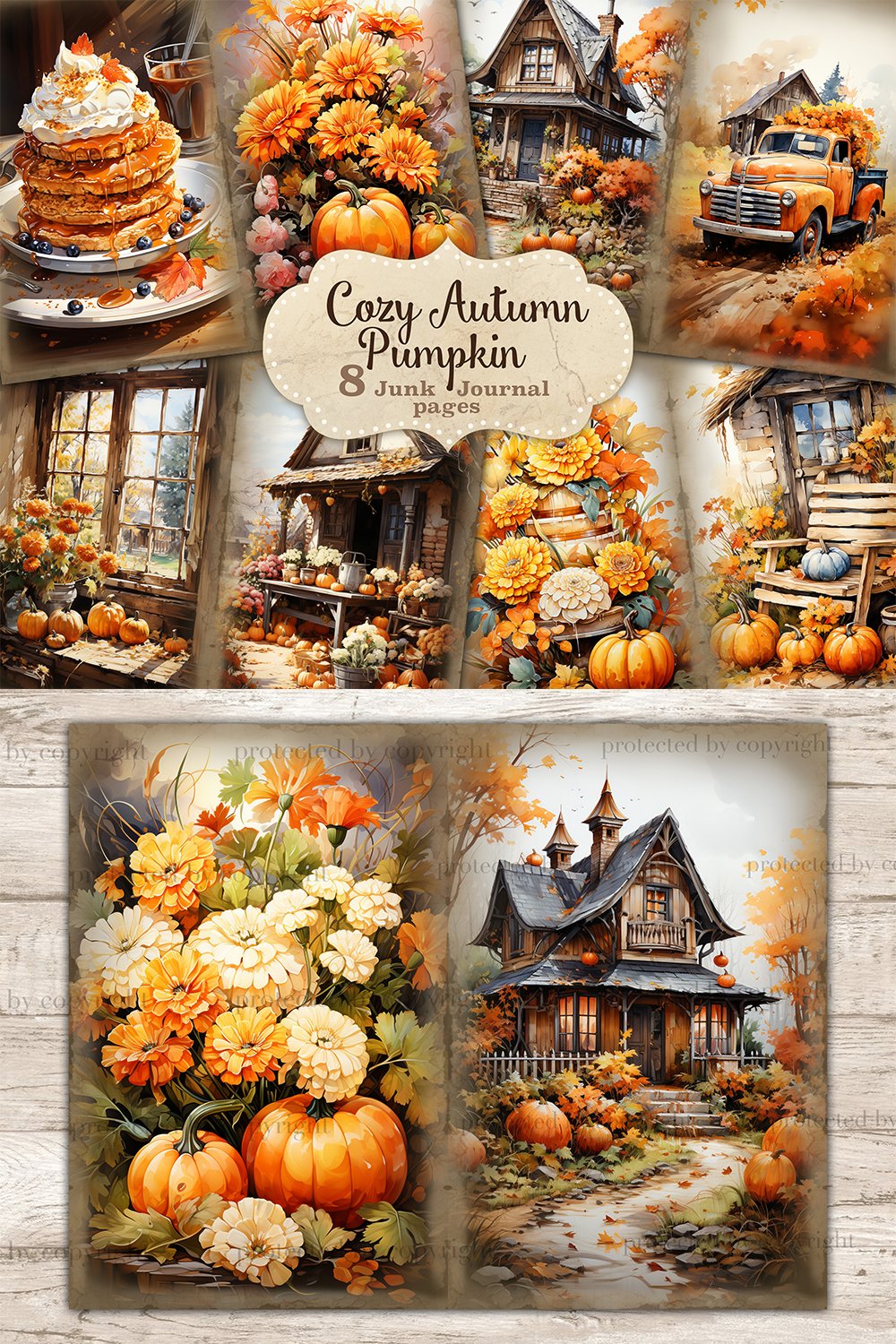 Cozy Autumn Junk Journal Paper | Pumpkin Printable Paper