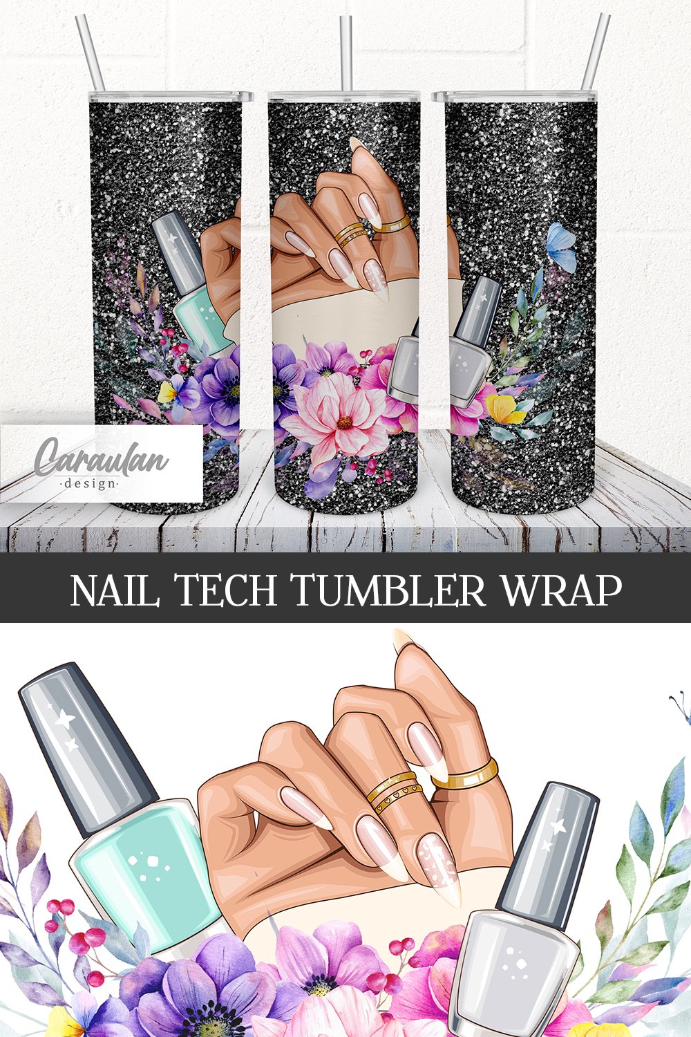 Nail Tumbler Sublimation Design, Manicure Tumbler (2541371)