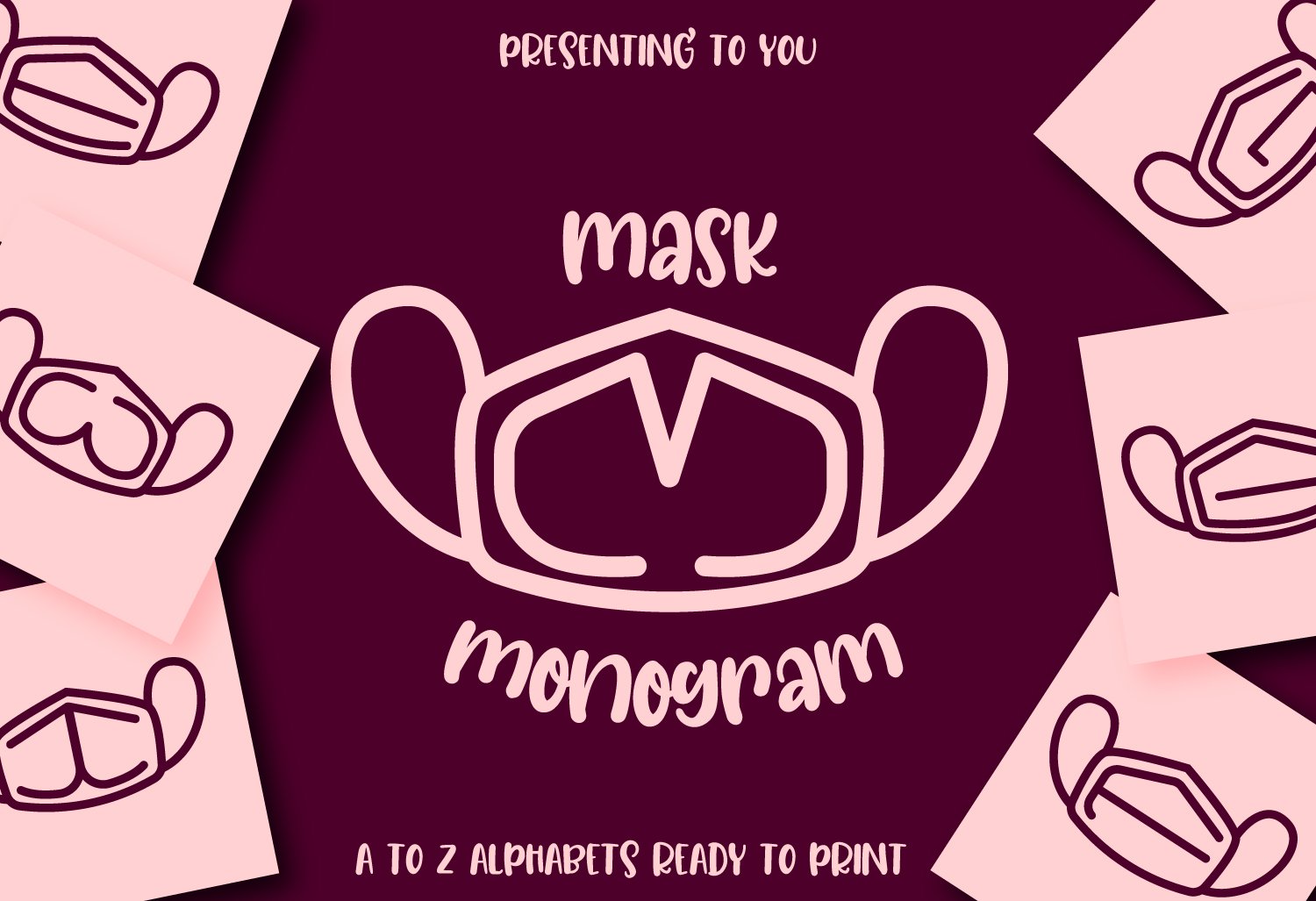 Mask Monogram Font Alphabets Face Mask Print Friendly
