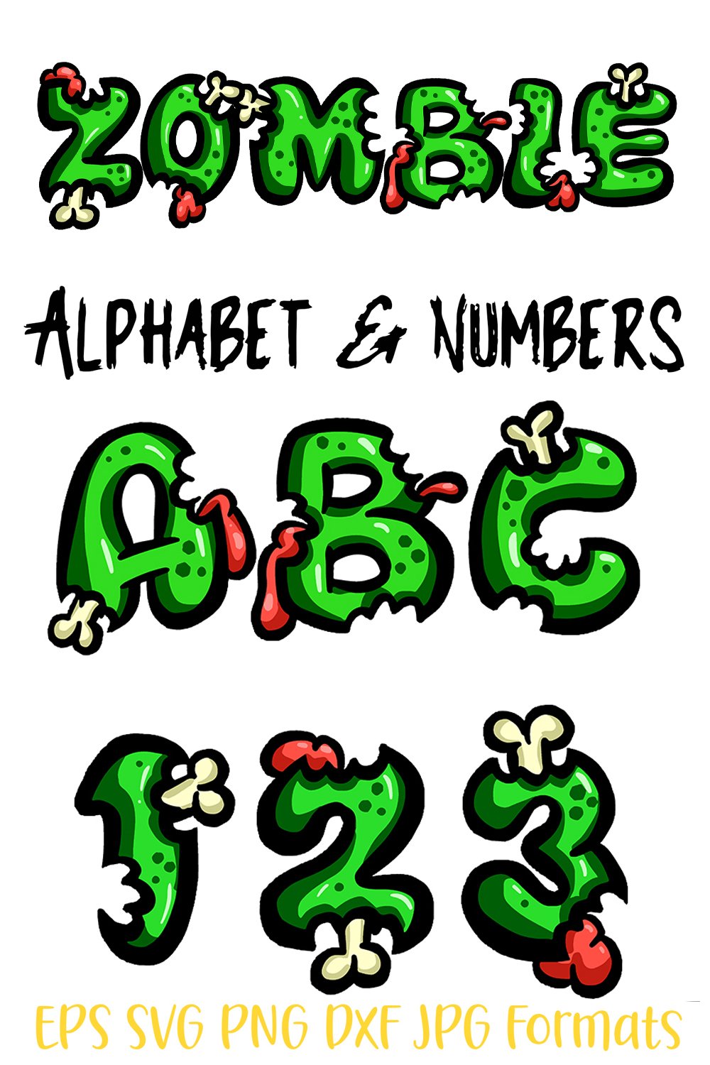 Zombie Alphabet Letters And Numbers ABC Halloween Typography