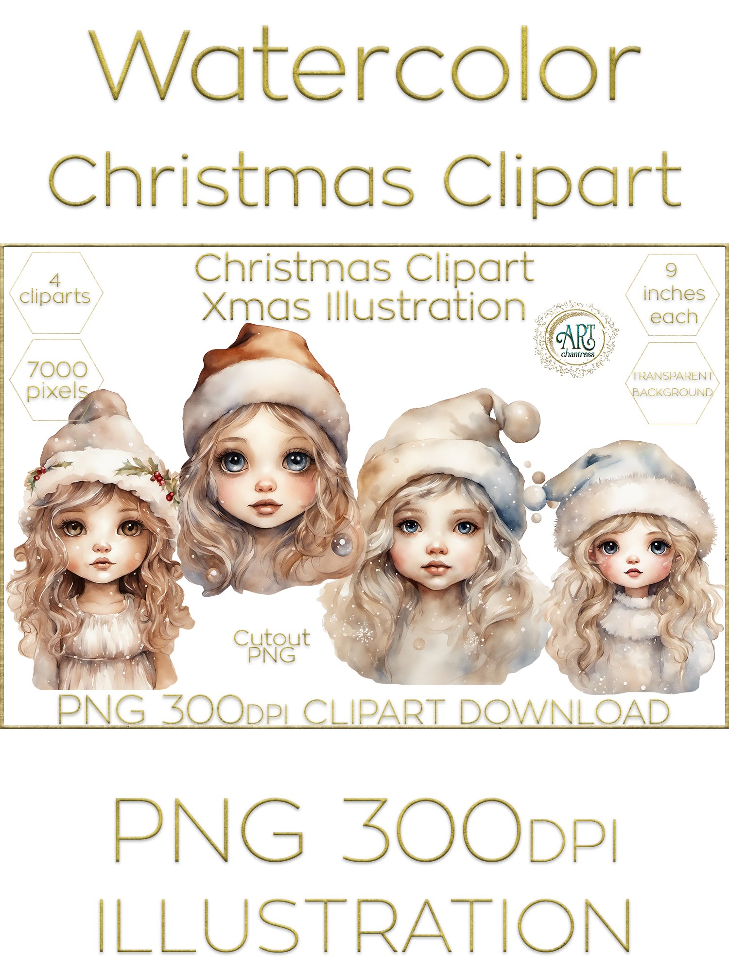 Sweet Christmas Gnome Cute Clipart Watercolor (2904276)