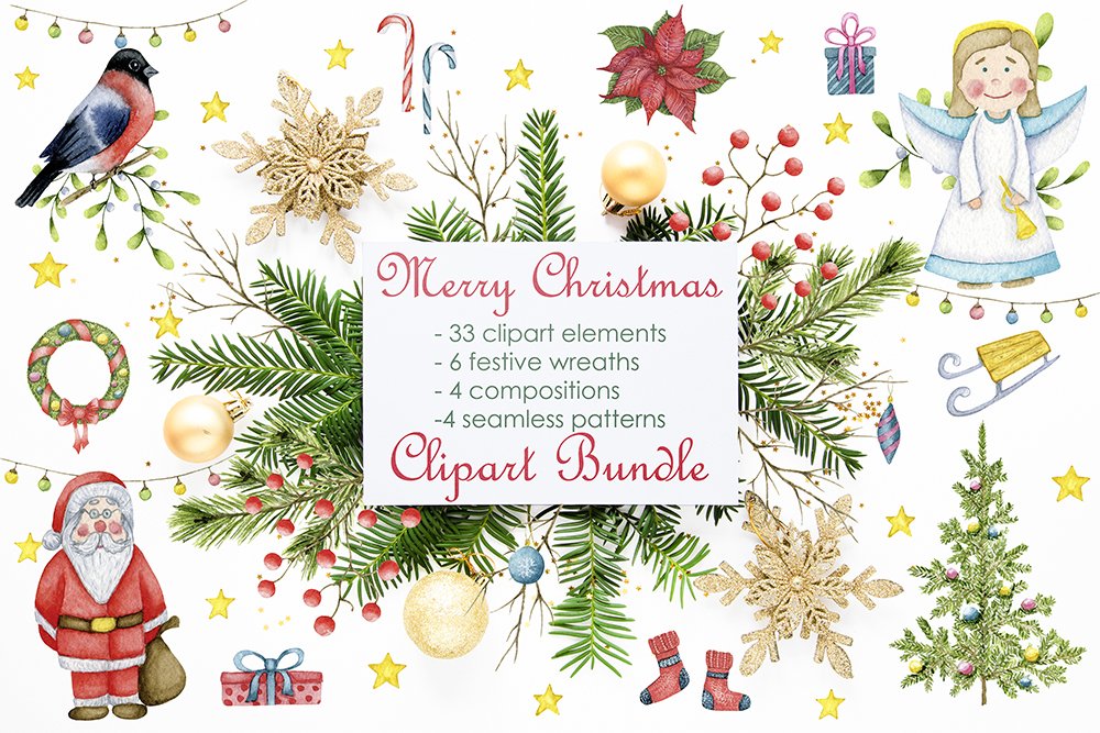 Merry Christmas Clipart Bundle (711439)