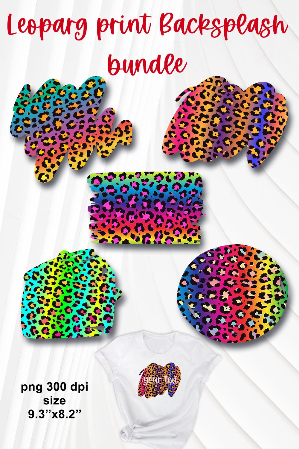 Leopard print sublimation, Leopard rainbow Backsplash bundle