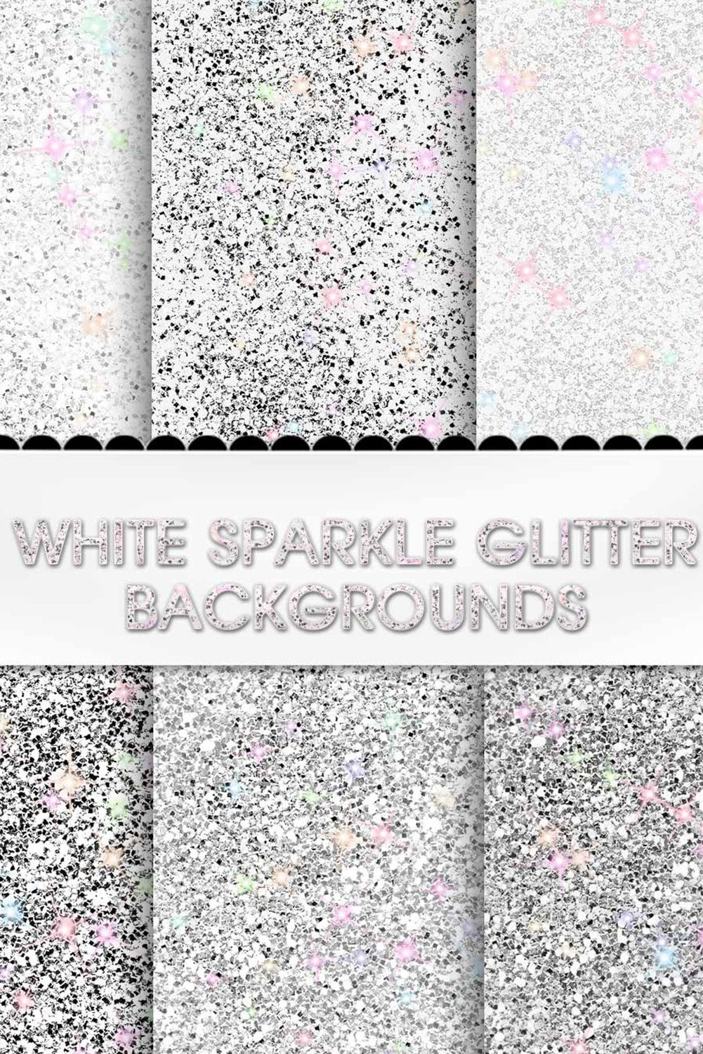 White Sparkle Large Glitter Digital Papers, Glitter Textures