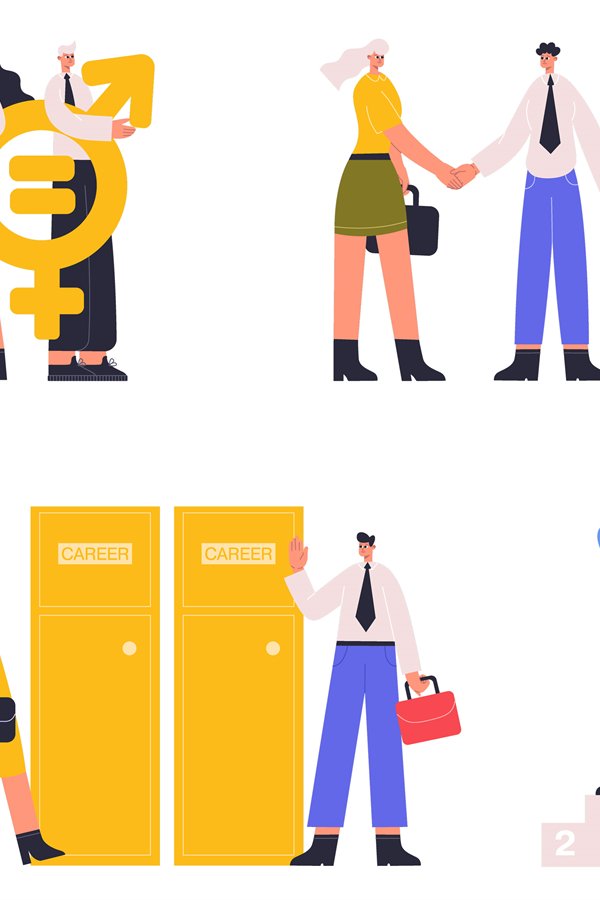 Business man and woman gender equality, equal career opportu