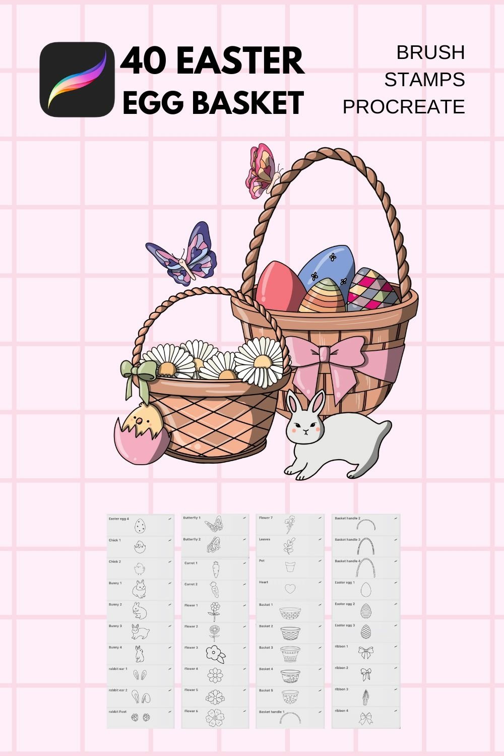 easter egg basket procreate brush stamps