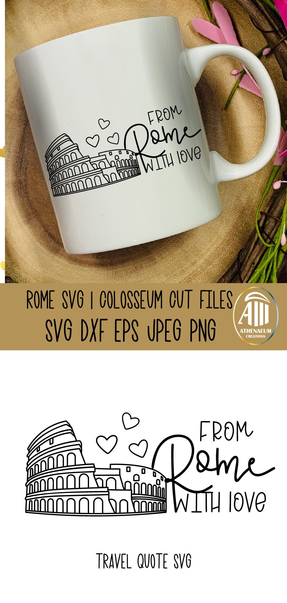 Travel Quotes| Colosseum SVG| From Rome with Love Cut Files