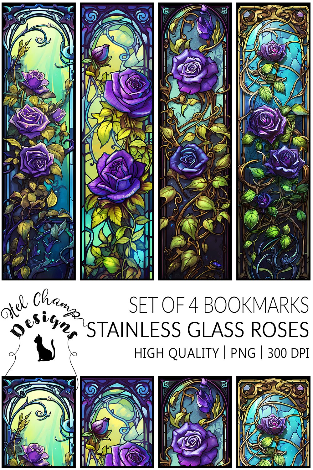 Purple Roses Stainless Glass bookmarks sublimation