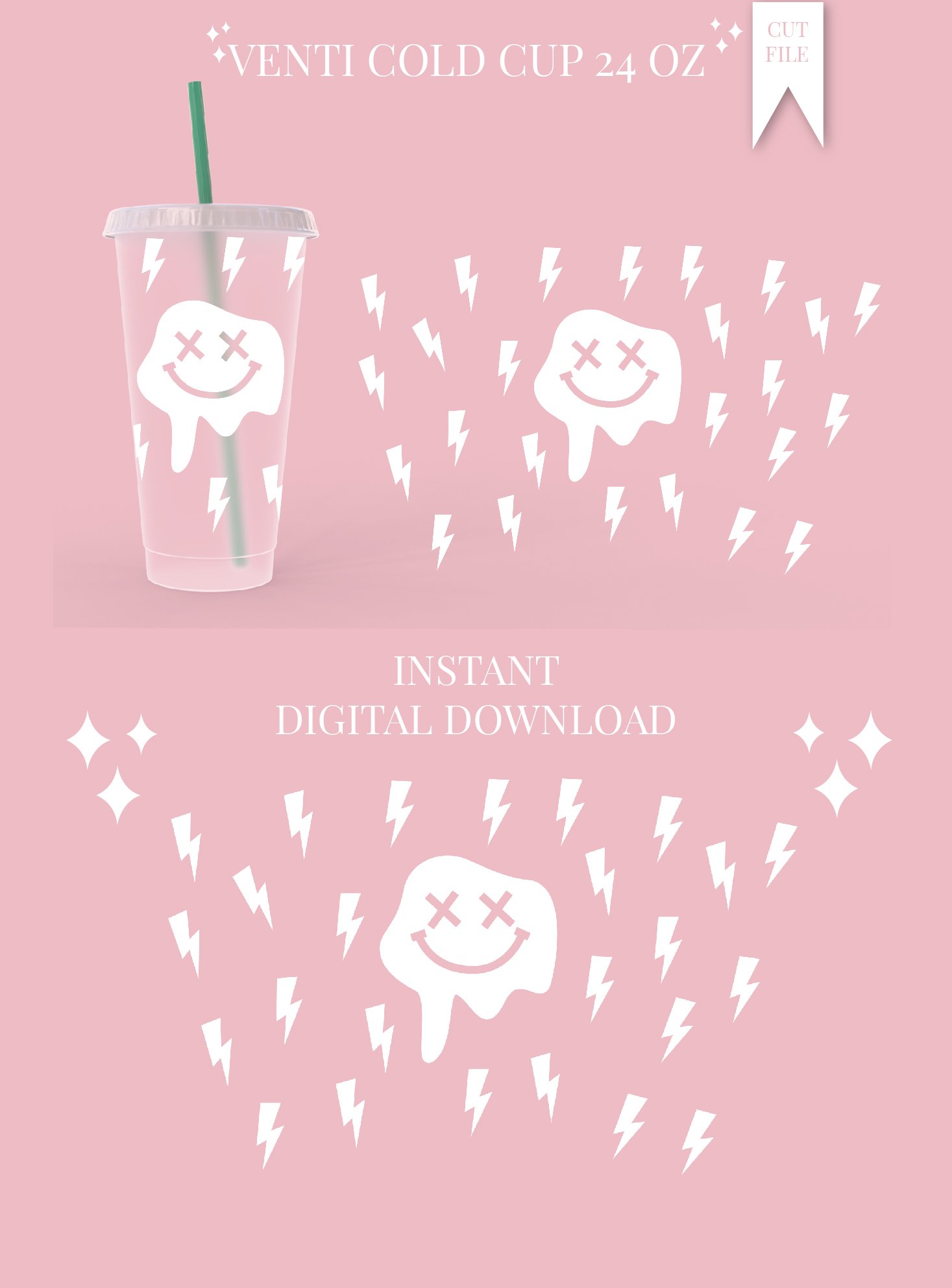 Venti Cold Cup 24oz svg, Full Wrap 24oz svg, Tumbler Wrap