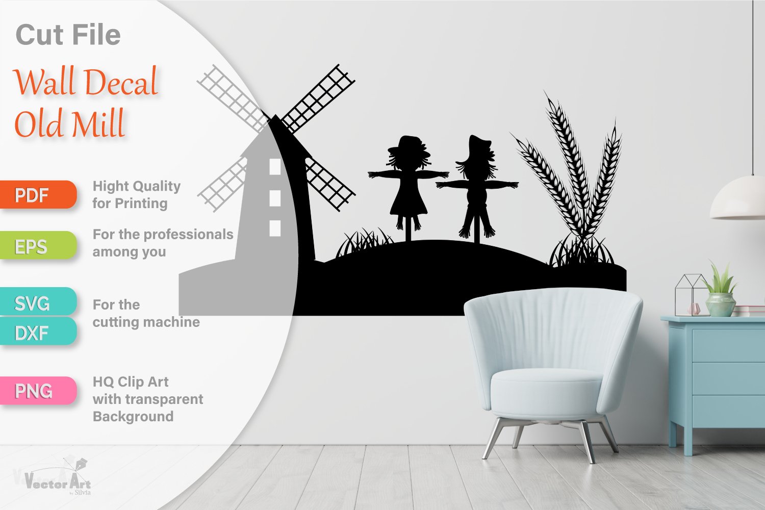 Old Mill - Wall Decal - Cut File for Crafter