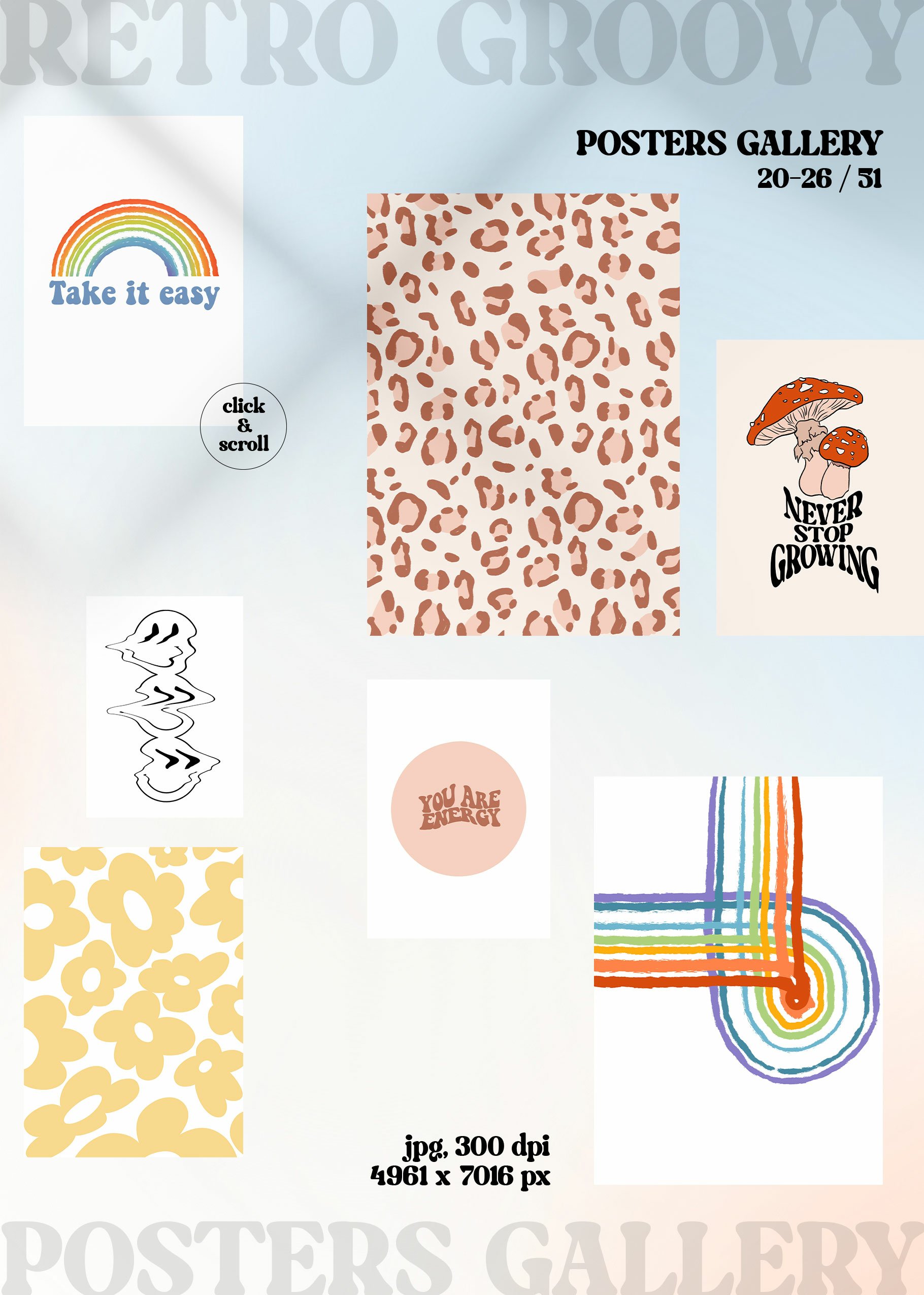 Vintage retro abstract posters - 7 retro groovy JPG prints
