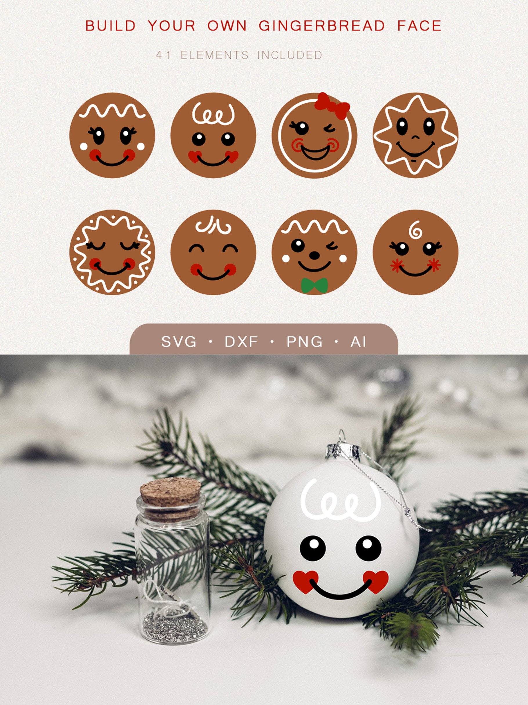Gingerbread faces svg bundle, Gingerbread svg files