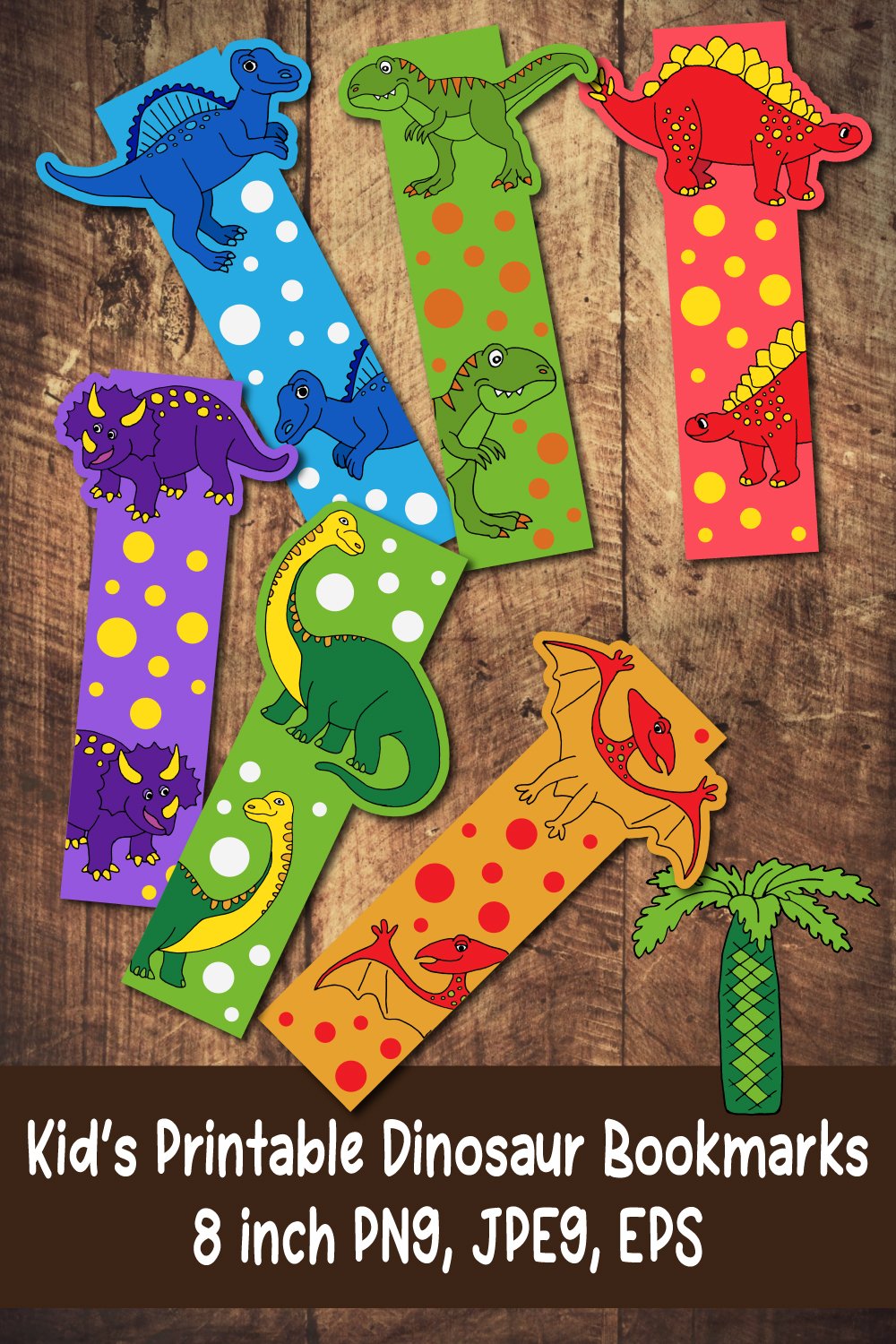 Printable Dinosaur Bookmarks, Cute Dino Bookmarks