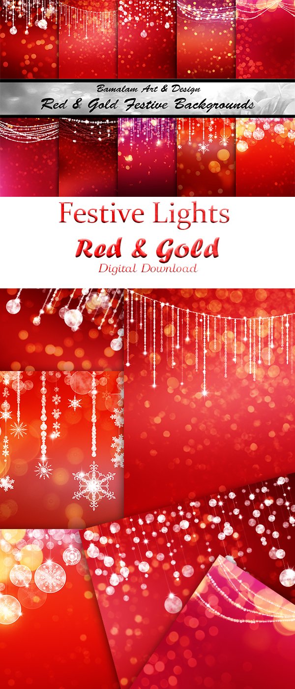 Red & Gold Festive Lights Backgrounds