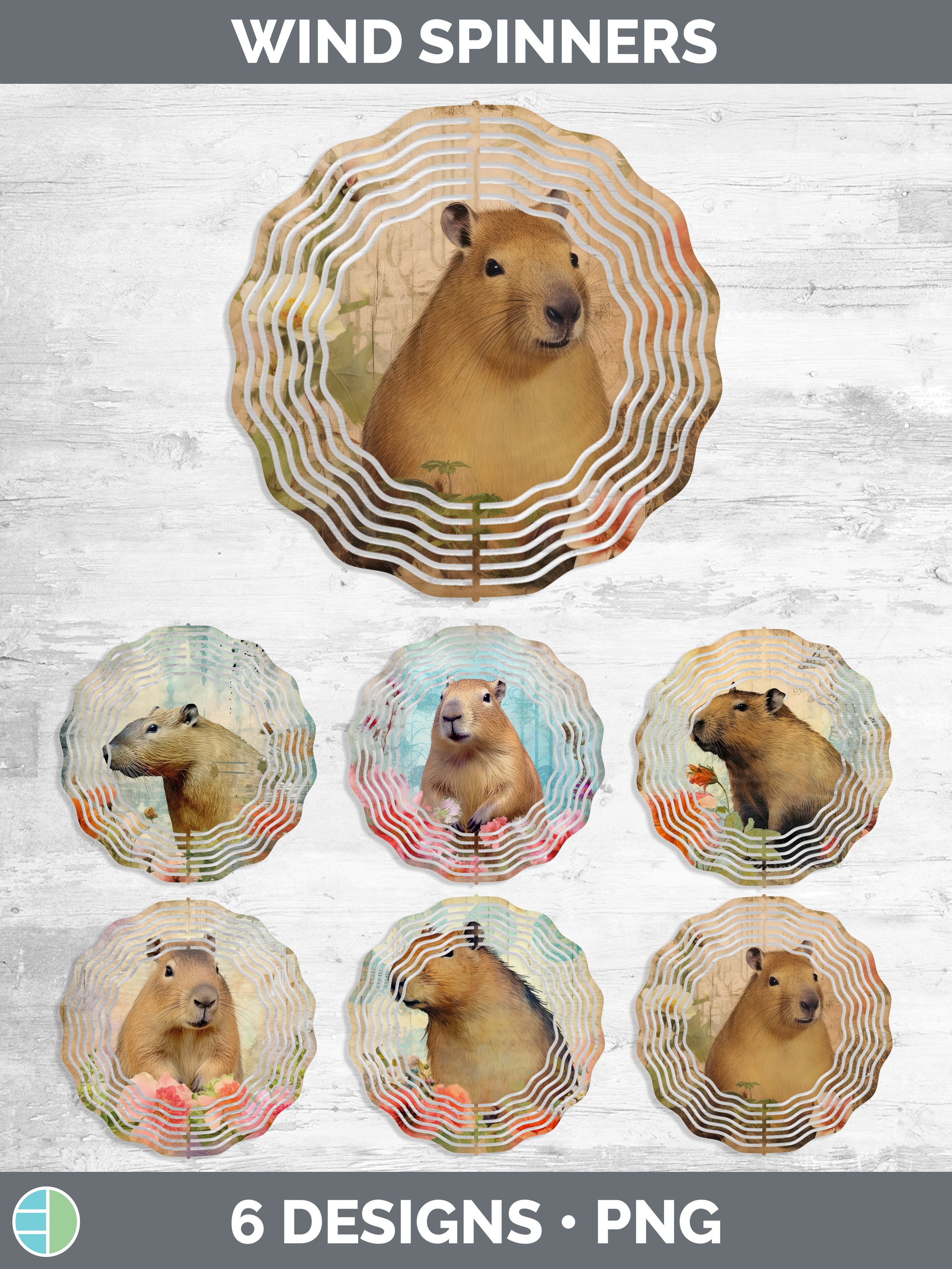 Vintage Capybara Wind Spinner | Sublimation Spinner Designs