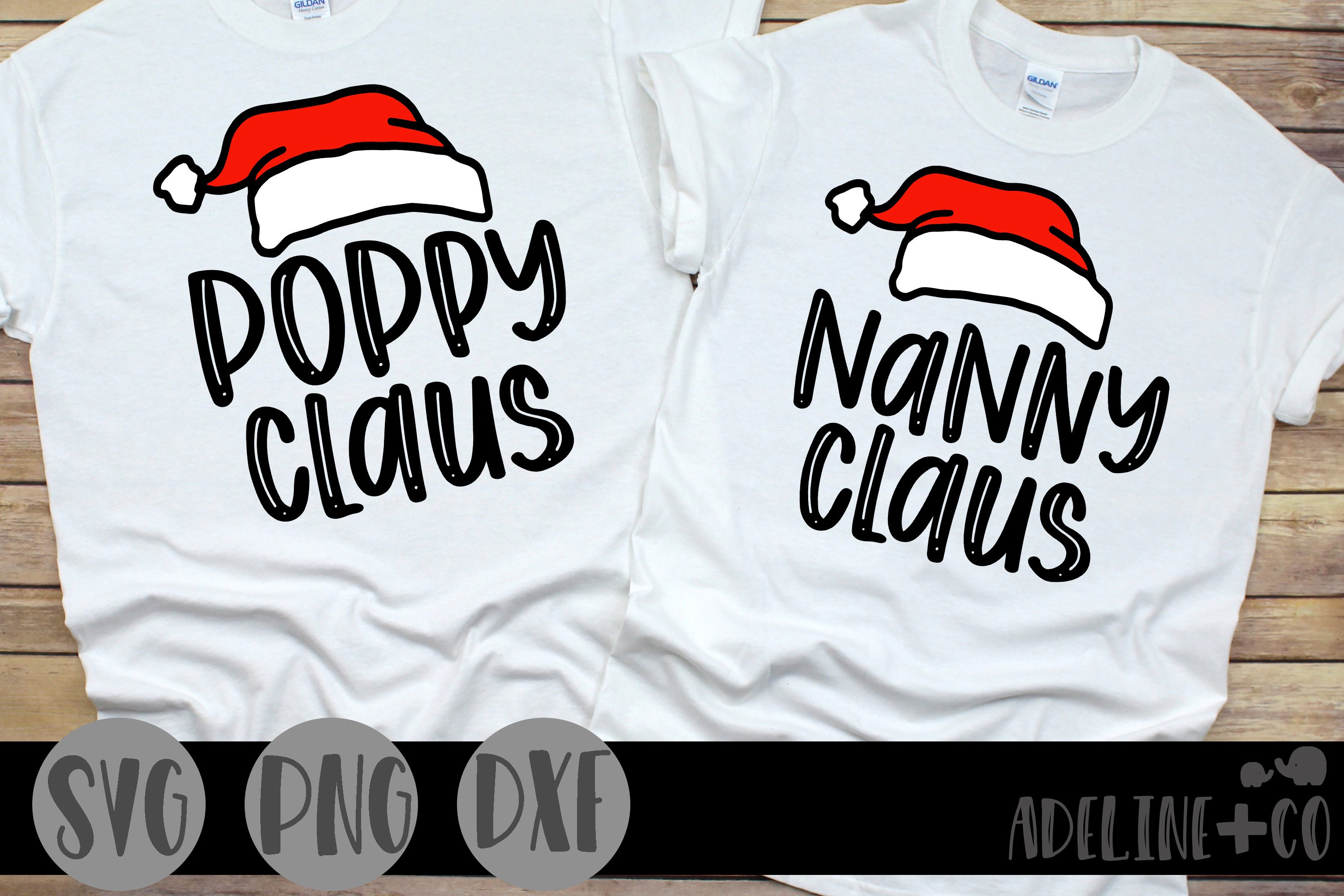 Poppy Claus, Nanny Claus, Christmas matching shirts