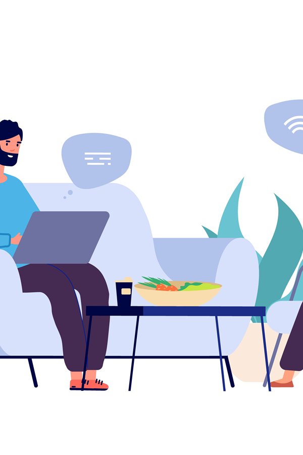 Chatting couple. Persons in online conversations. Modern fam