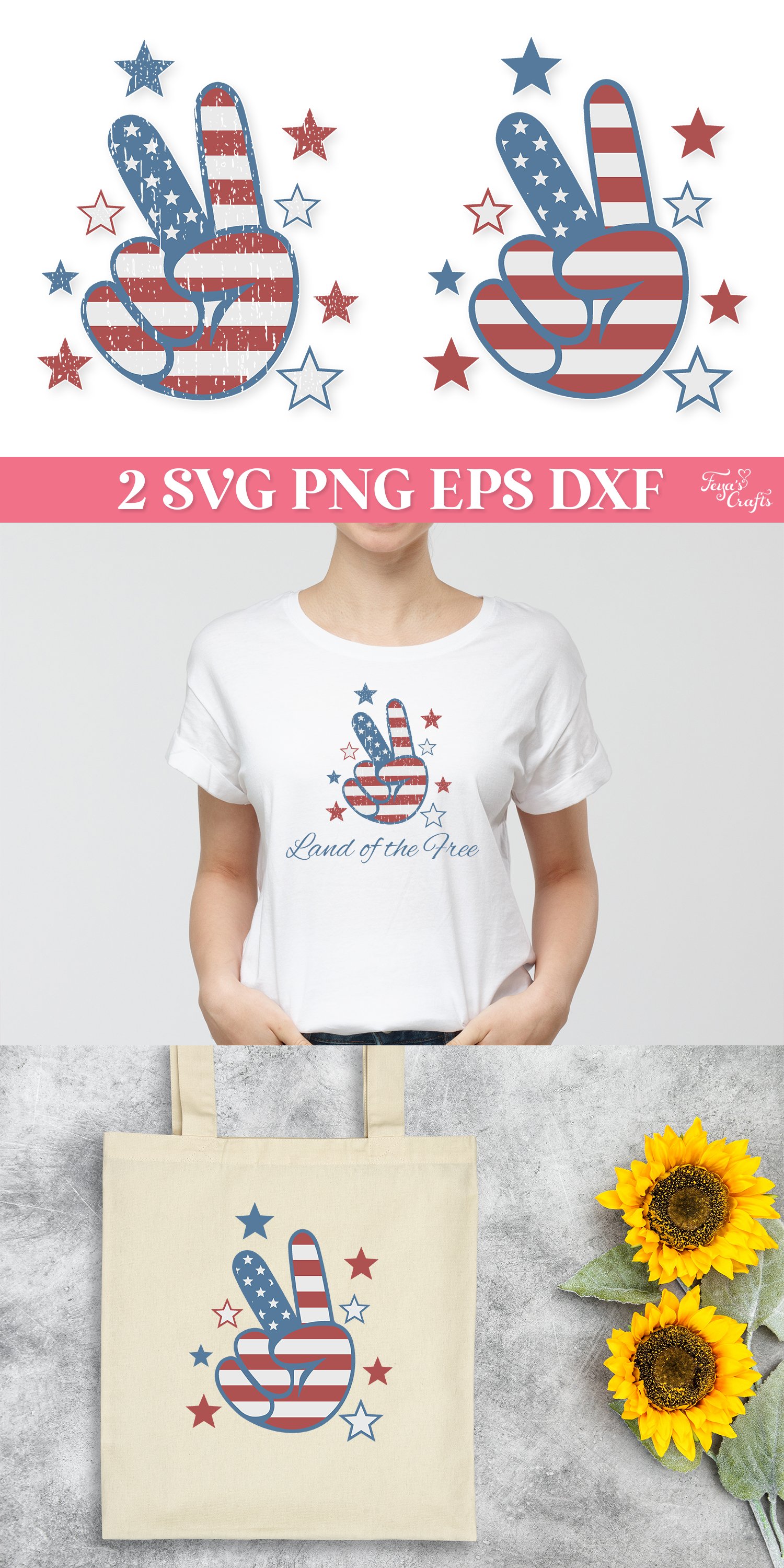 America Distressed Peace Sign SVG & PNG