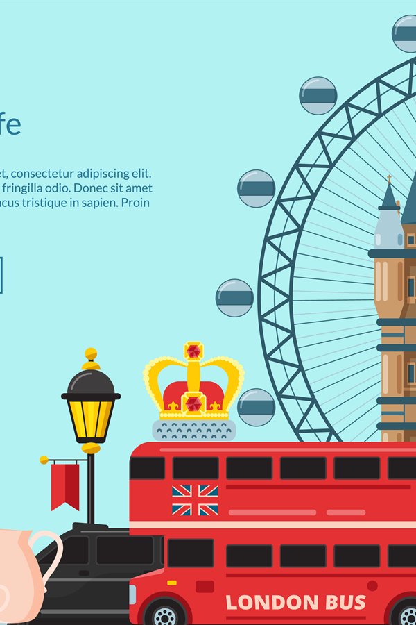 London background. Vector cartoon London sights illustration