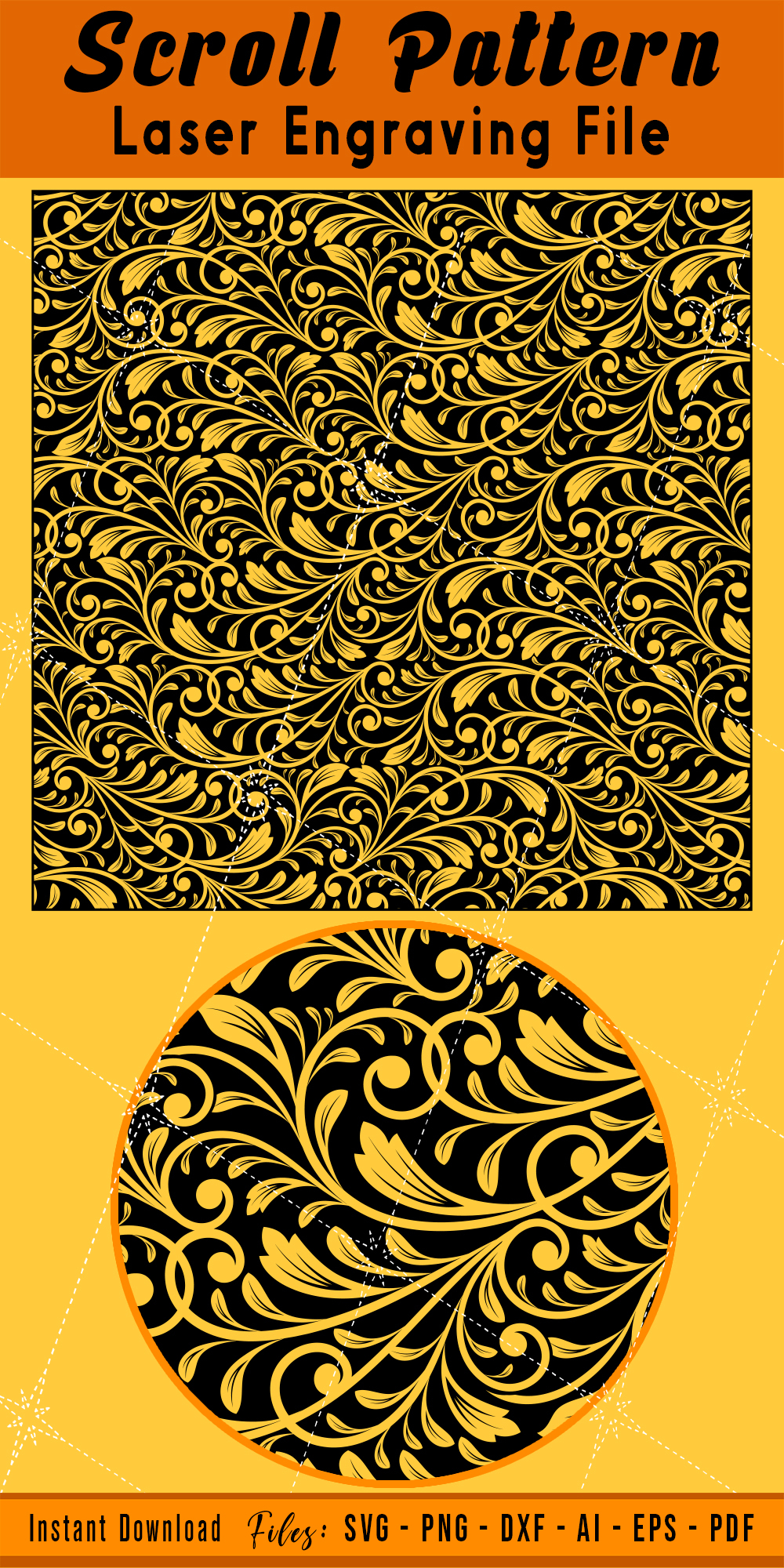 Custom Scrollwork Pattern Laser Engraving File | Scroll SVG