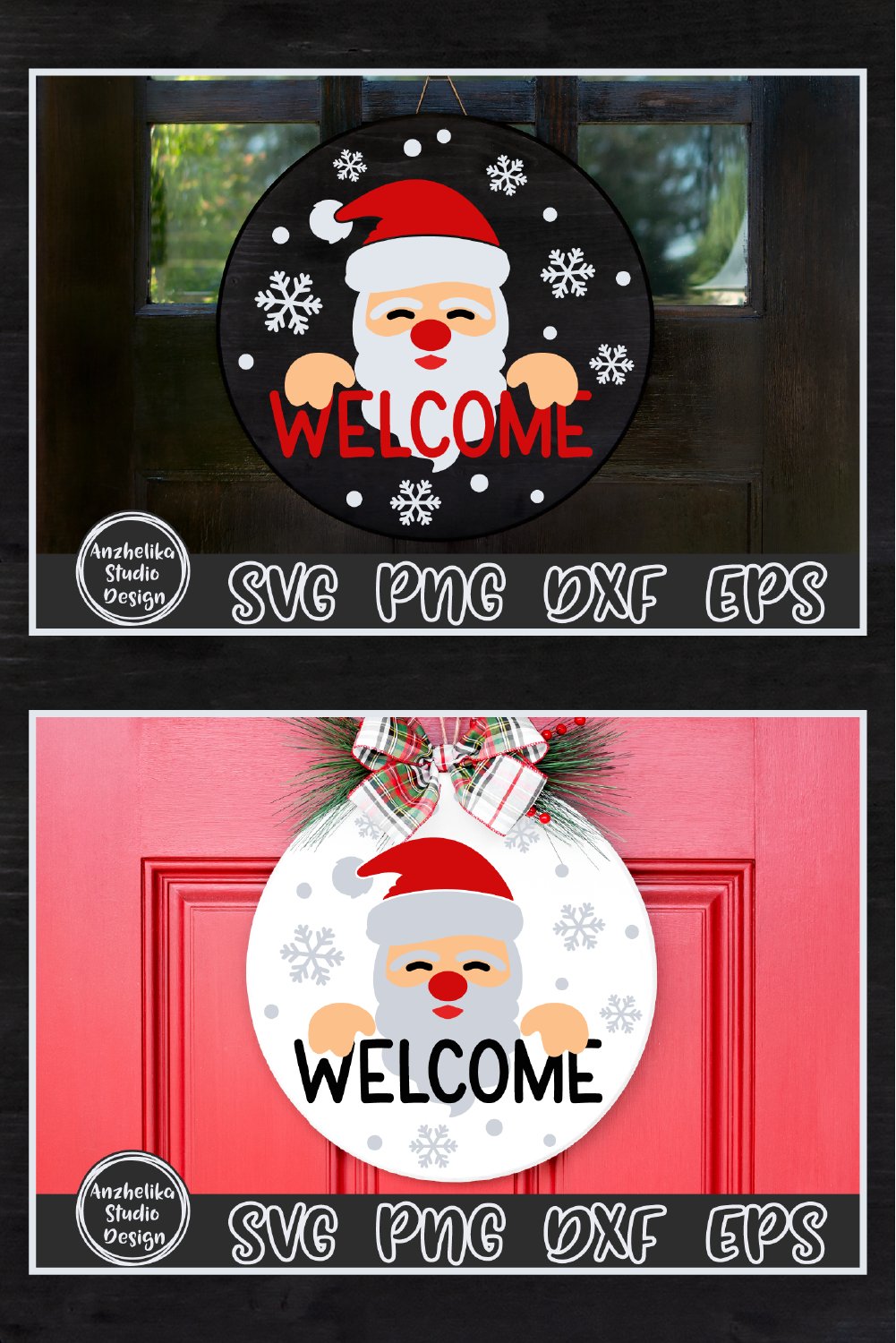Santa Claus Welcome Sign SVG | Christmas Round Door Hanger