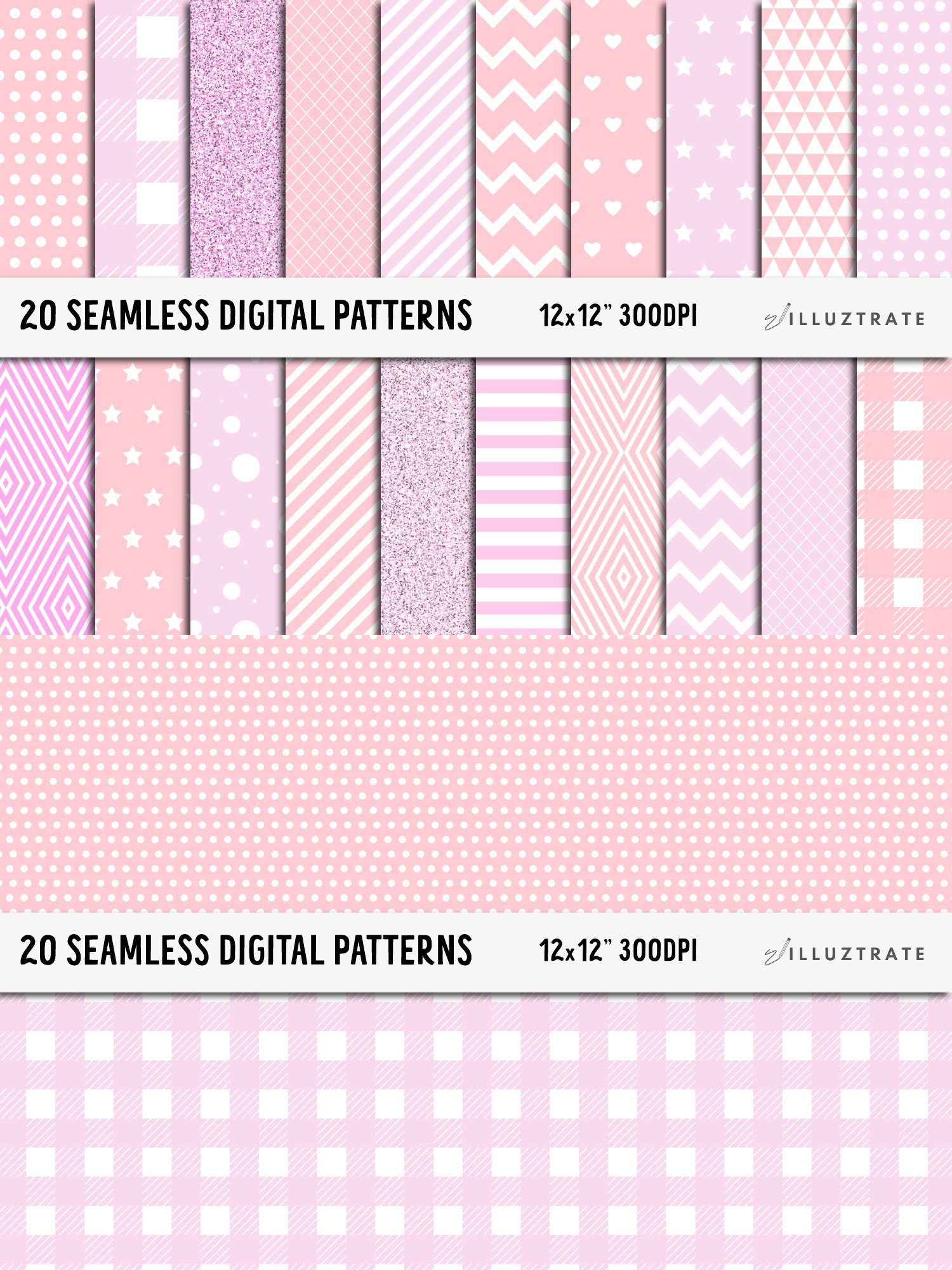 Light Pink Digital Paper Pack | Pink Seamless Patterns