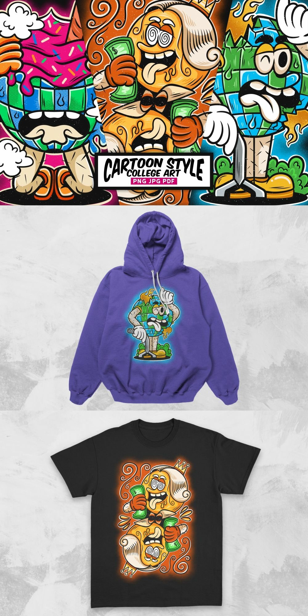 Artsy Cartoon Character T-shirt Designs Bundle