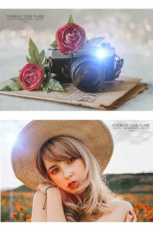 20 Anamorphic Lens Flare Overlays - Vol.2