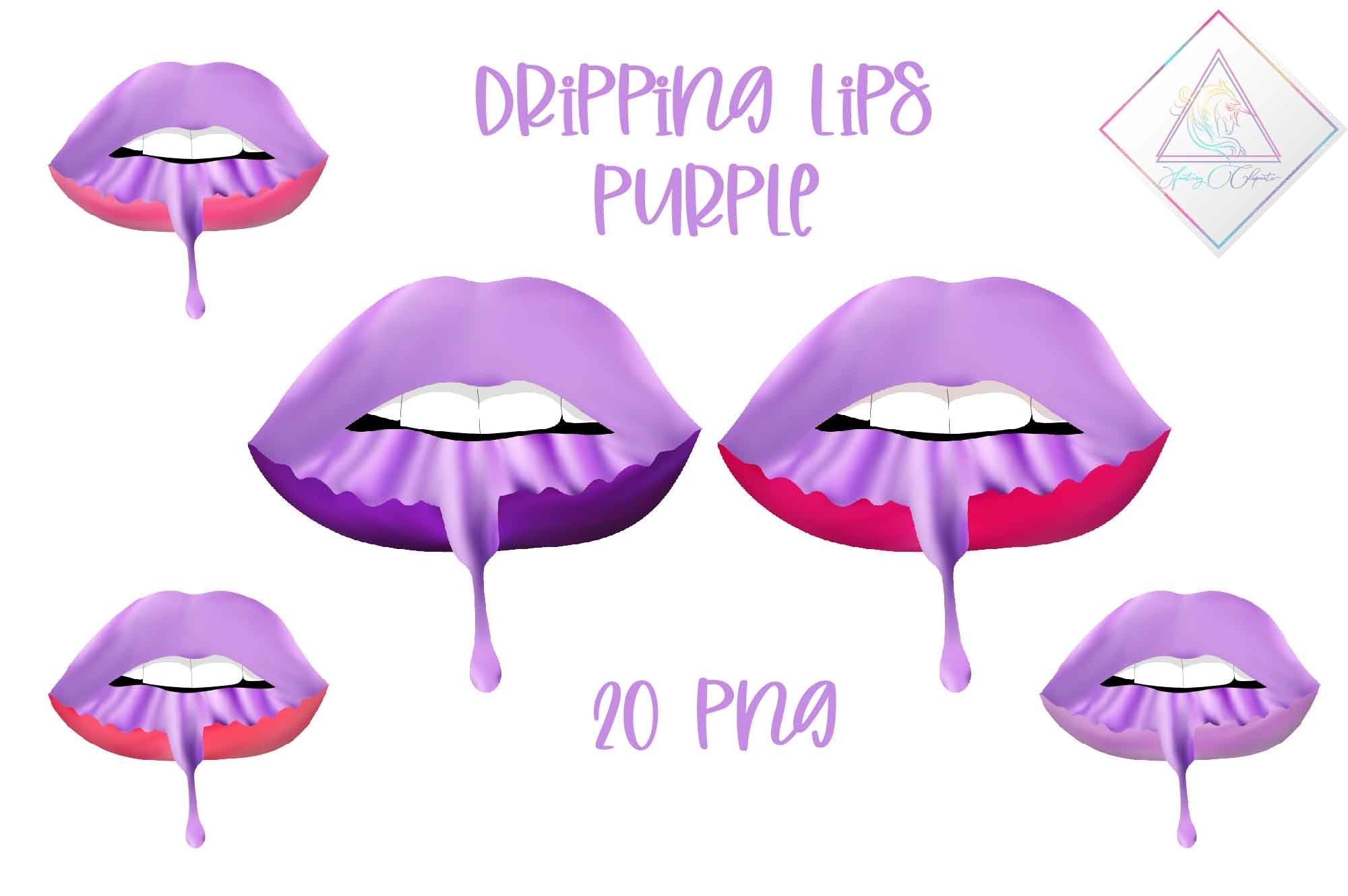 Purple Dripping Lips Clipart