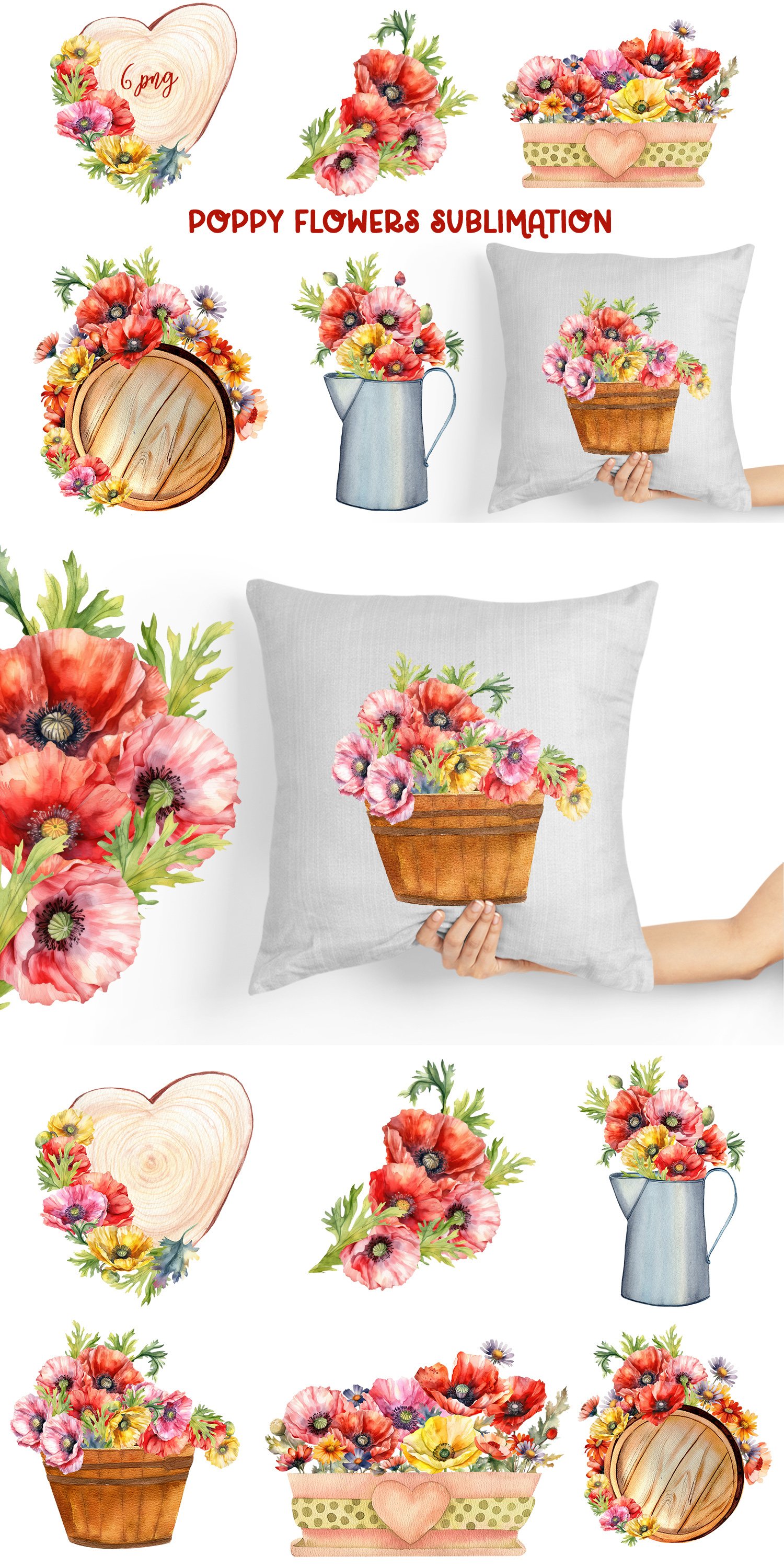 Poppy Flowers Sublimation Design, PNG file (2571124)