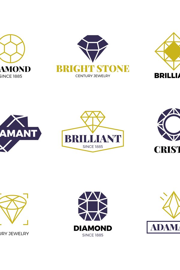 Diamond logost. Abstract luxury vector labels with sparkle b