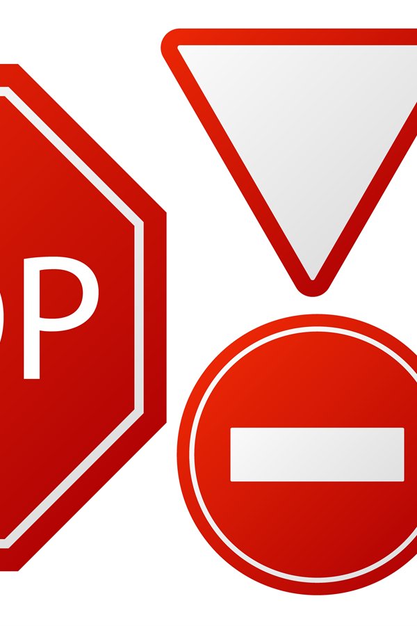 Traffic signs Stop. Restricted road warning sign collection,