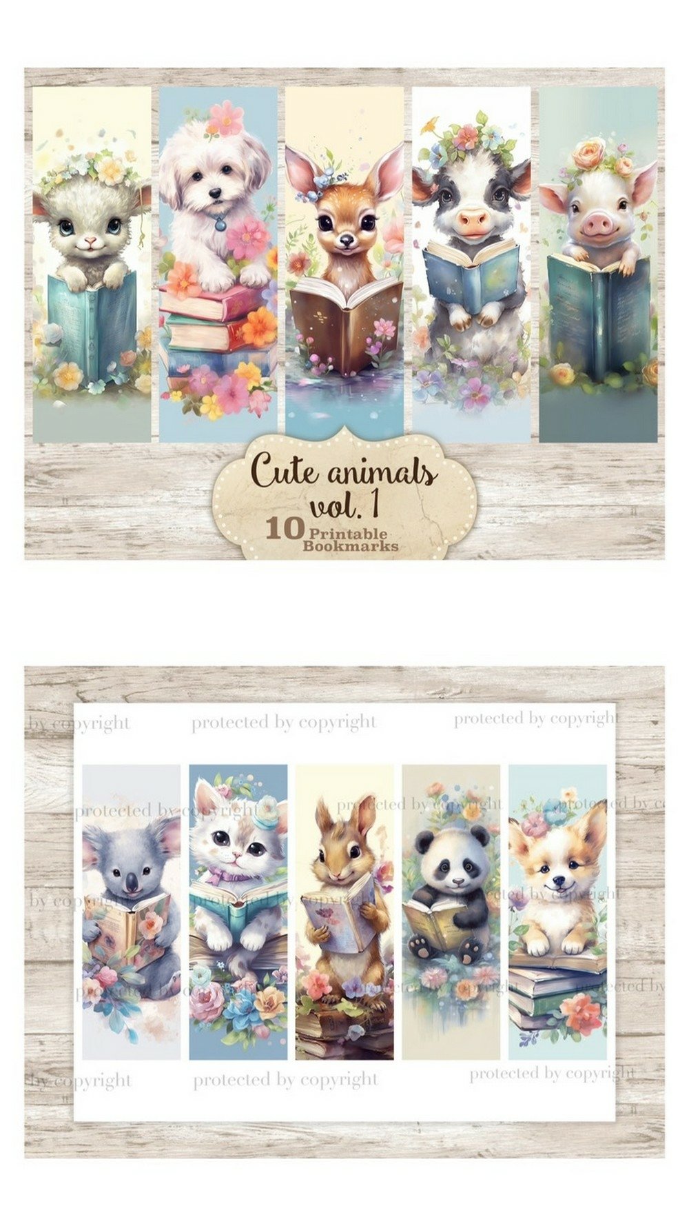 Printable Bookmarks Animals | Kitty Printable Bundle