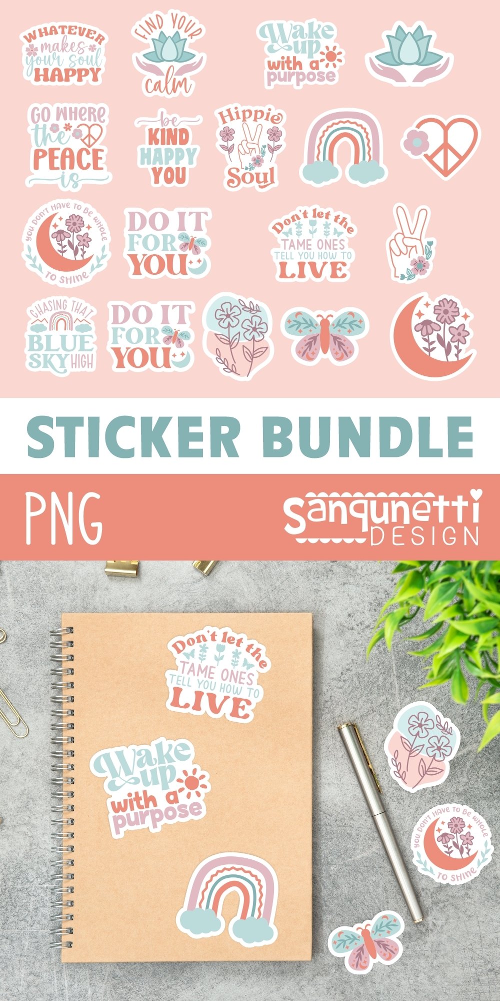 Boho Hippie Sticker Bundle | Inspirational stickers