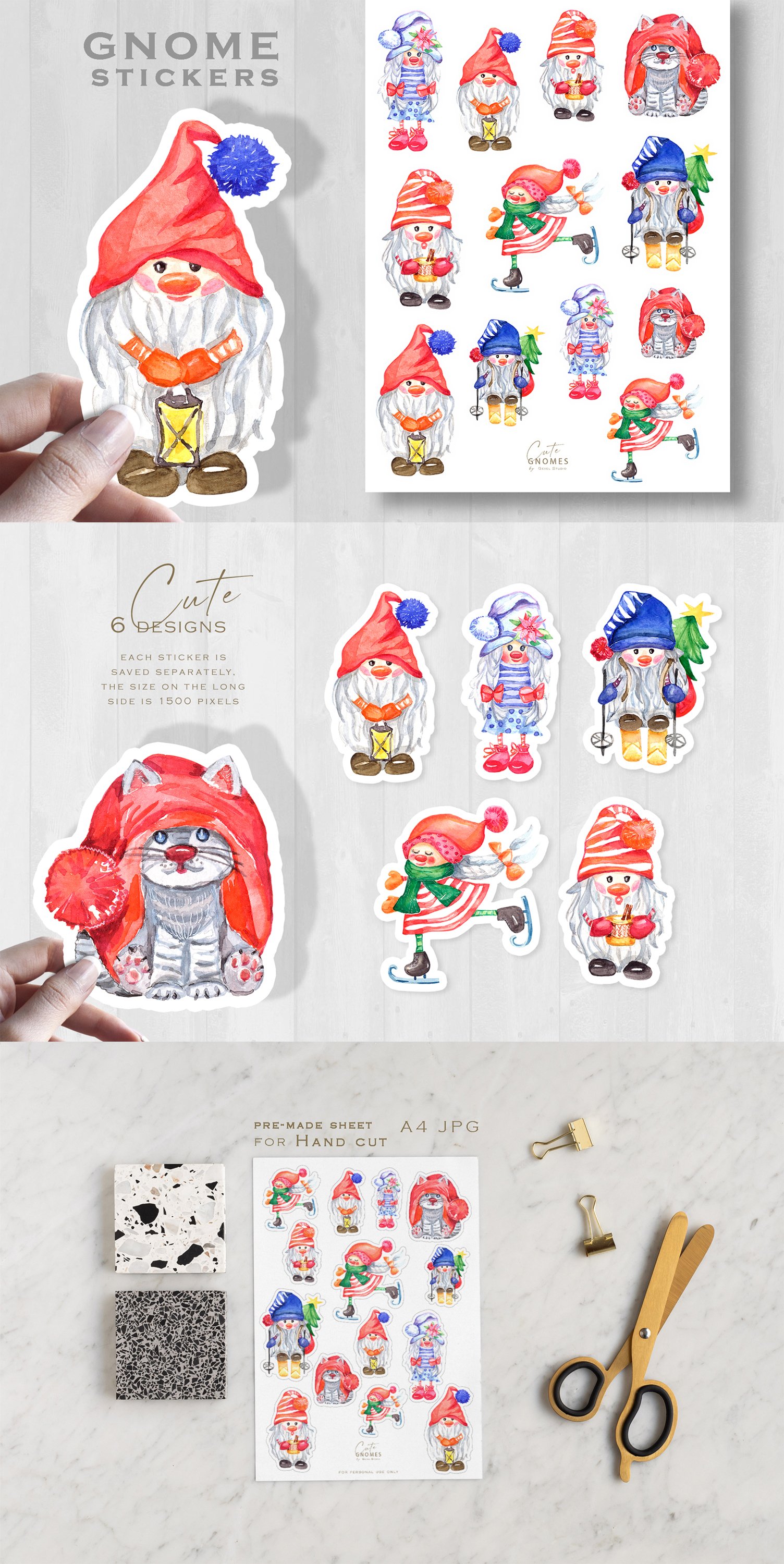 Cute Gnome planner stickers, Christmas packaging sticker