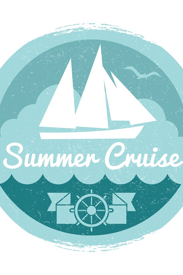 Vintage summer cruise label design with yacht